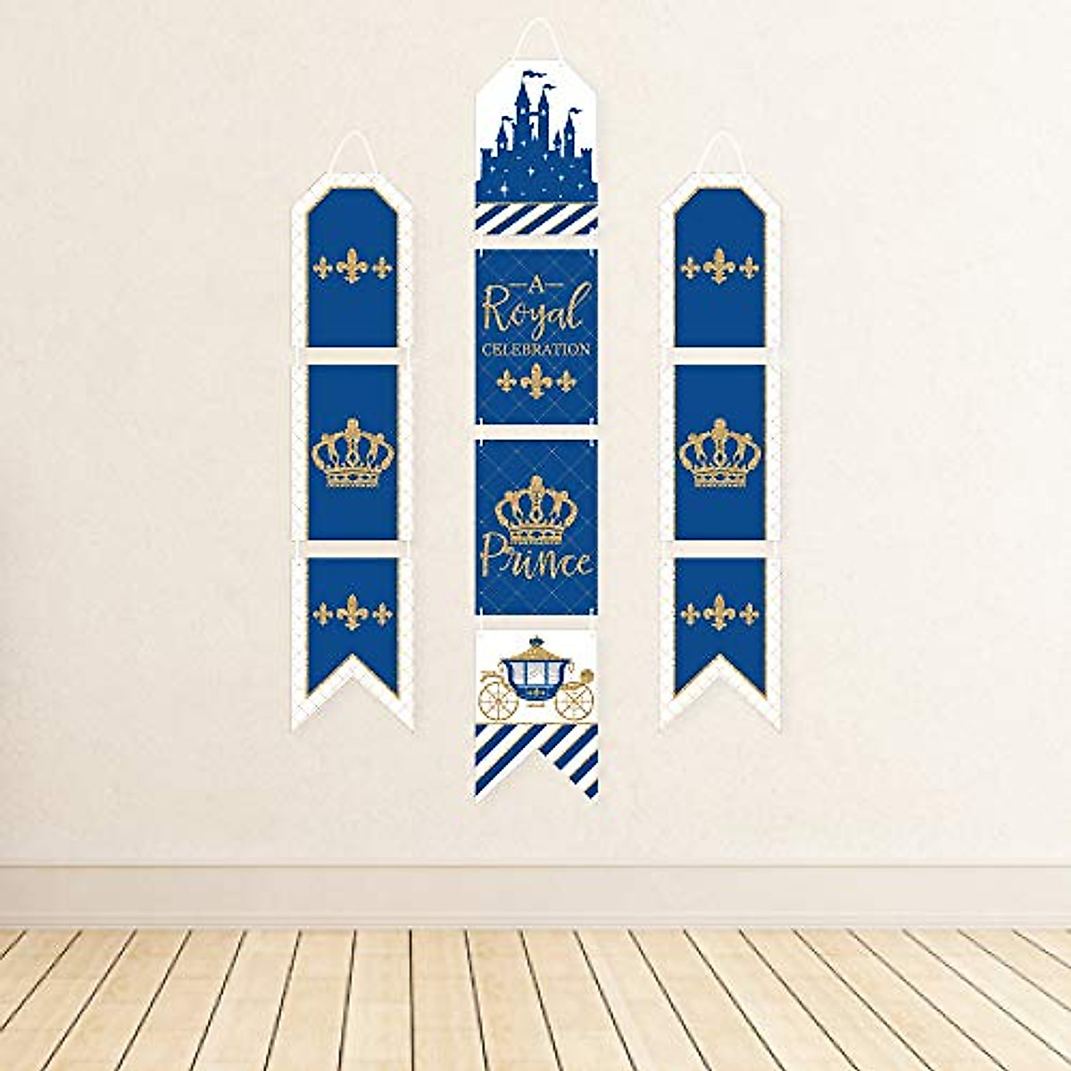 Big Dot of Happiness Royal Prince Charming - Hanging Vertical Paper Door Banners - Baby Shower or Birthday Party Wall Decoration Kit - Indoor Door Decor