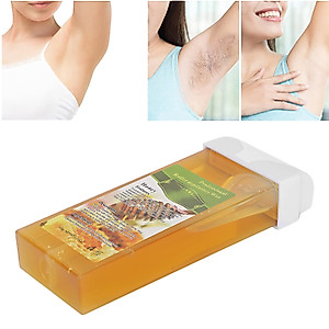 Roll-on Wax Cartridge Hair Removal Wax Roller Depilatory Wax for Professional Salons and Home Self Waxing 100g (Honey)