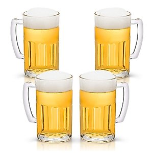 COKTIK 4 Pack Heavy Large Beer Glasses with Handle - 20 Ounce Glass Steins, Classic Beer Mug glasses Set