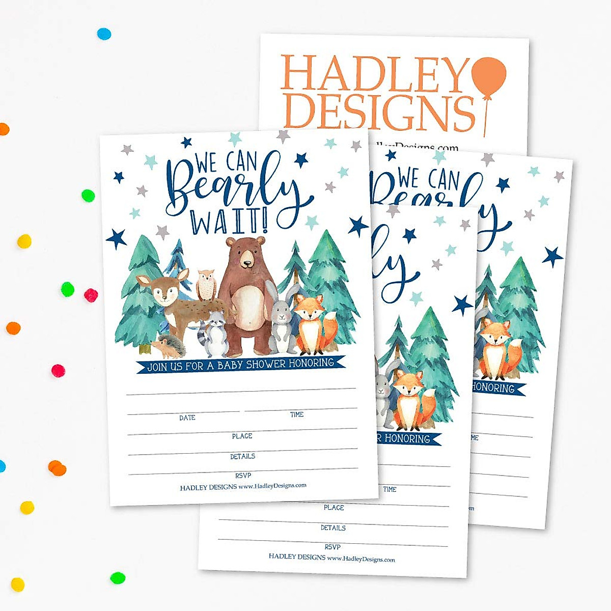 25 Can Bearly Wait Baby Shower Invitations, Sprinkle Invite For Boy, Coed Rustic Gender Reveal Neutral Theme, Cute Woodland Fill or Write In Blank Printable Card, Deer Animals Party DIY Supplies