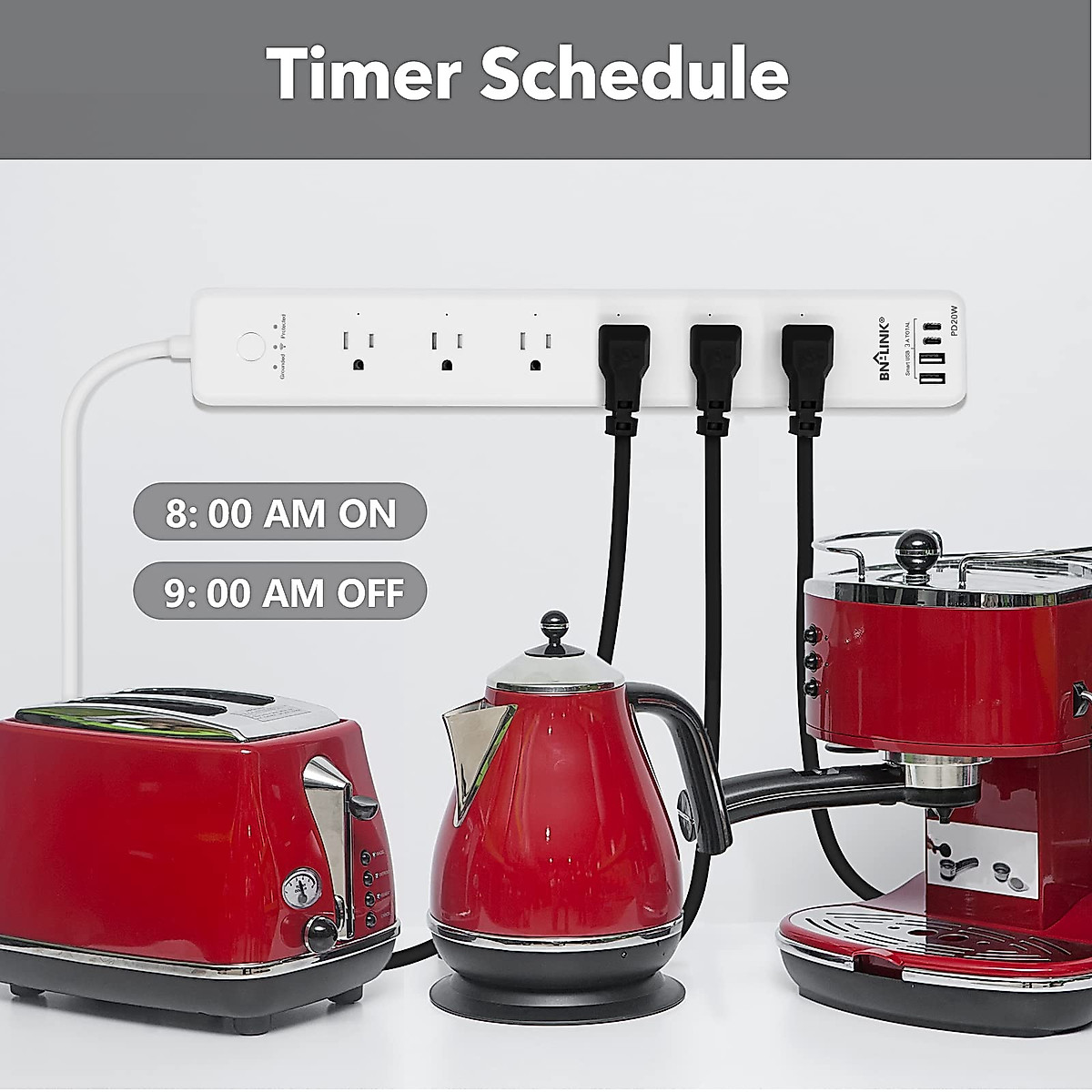 BN LINK Smart Plug Power Strip，Surge Protector with 6 Individually Controlled Smart Outlets, 4 USBs (incl. 20W USB-C), Compatible with Alexa and Google Home