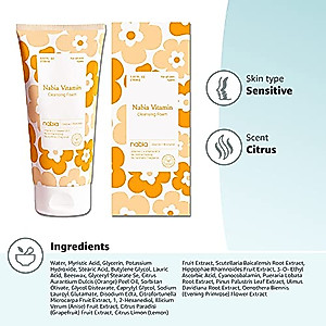 Nabia Plant-based Natural Face Wash with Vitamin C: Gentle and Clean Revitalizing Cleanser, 5.07 Fl Oz