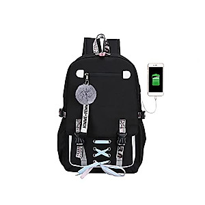 Tiedan Backpacks for girls mochila para niñas School Backpack with security lock with USB Charging Port (Black)