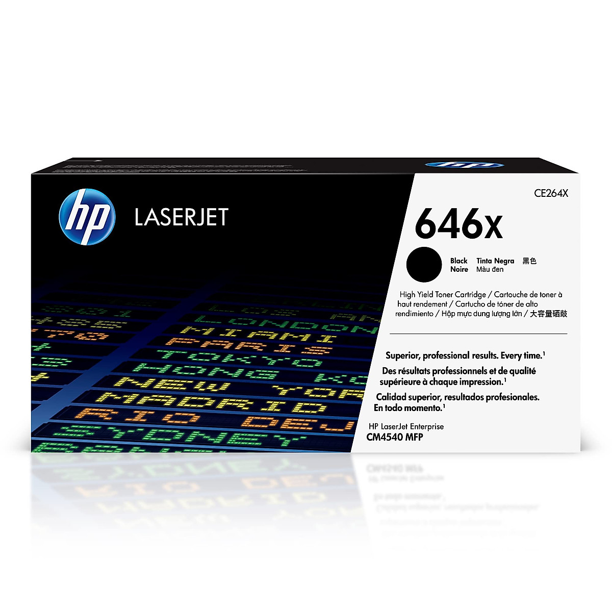 Original HP 646X Black High-yield Toner Cartridge | Works with HP Color LaserJet Enterprise CM4540 MFP Series | CE264X