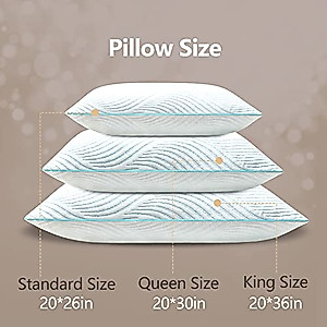 Smilereve Pillows Queen Size Set of 2 Cooling Memory Foam Pillows for Sleeping Adjustable Firm Pillow for Back and Side Sleeper