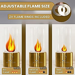 Gold Table top FirePit - Elegant Portable Tabletop Fireplace with Protective Glass & Bioethanol or Alcohol Burner - Perfect for Patio Decor & Housewarming Gifts - Tabletop firepit Indoor & Outdoor.