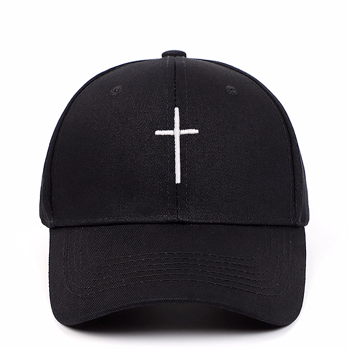 Cross Embroidery Baseball Cap,Adjustable Structured Dad Hat for Men Women Sun Hat (Black-1)