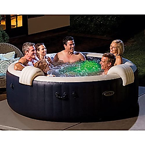 INTEX 28431EP PureSpa Plus Bubble Massage Spa Set: Includes Energy Efficient Spa Cover – 2 Contoured Headrest – LED Light – 6 Person Capacity – 85" x 28"