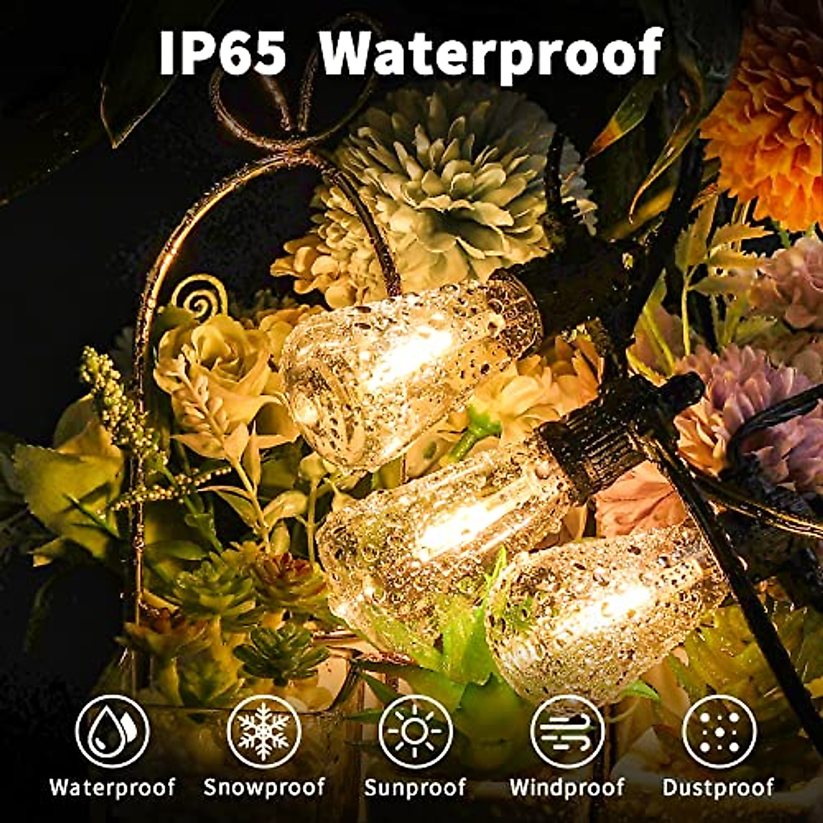 FOOMAN 100FT Outdoor String Lights,Shatterproof Dimmable LED Cafe Lights Waterproof ST38 Connectable Outdoor Patio Lights with 54 Plastic Bulbs for Porch Backyard Garden Bistro(2×50FT)