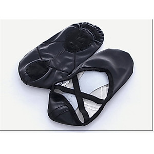 Ballet Slippers Leather Ballet Dance Shoes Professional Soft Women Split Sole Pink Black Ballerina Dancing Shoes (Color : Black Adult Size, Size : 41 EU)