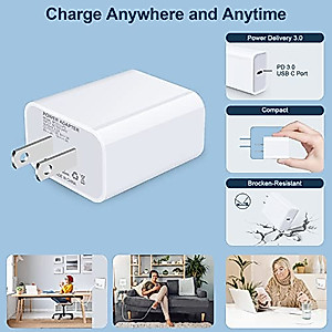 USB C Wall Charger, 2Pack 20W PD Power Adapter USBC Fast Charging Block Brick Box Type C Wall Plug for iPhone 14/14 Pro Max/14 Plus/13 12 11 Pro Max/Mini/SE/XR/XS/X/8,iPad,Samsung S23 S22 S21 S20 A53