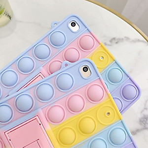 iZi Way Pop It for iPad Air 5th/4th Generation Case 2022/2020 Kids Girls, Poppet Fidget Toy Push Bubble Cute Silicone Tablet Case Cover, Stand, Shoulder Strap for Apple iPad Air 5/4 10.9” - Rainbow