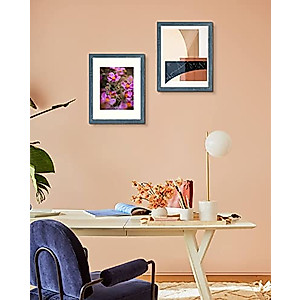 Golden State Art, 11x14 Picture Frame with Mat for 8x10 - High Definition Glass Wall Mounting Horizontal Vertical Display (Blue, 1 Pack)