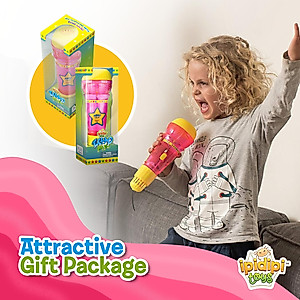 IPIDIPI TOYS Echo Microphone for Kids - Stocking Stuffers, Magic Microphone for Toddlers with Multicolored Flashing Light - Speech Therapy Toys and Retro Gift Mic Toy for Girls (Pink/Yellow)