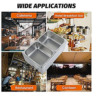 EASYROSE Commercial Food Warmer 2-Pan Steam Table Food Warmer Buffet Bain Marie with Temperature Control & Lids, Electric Warming Trays for Food or Sauces - 120V, 1200W, 10.6 QT/Pan