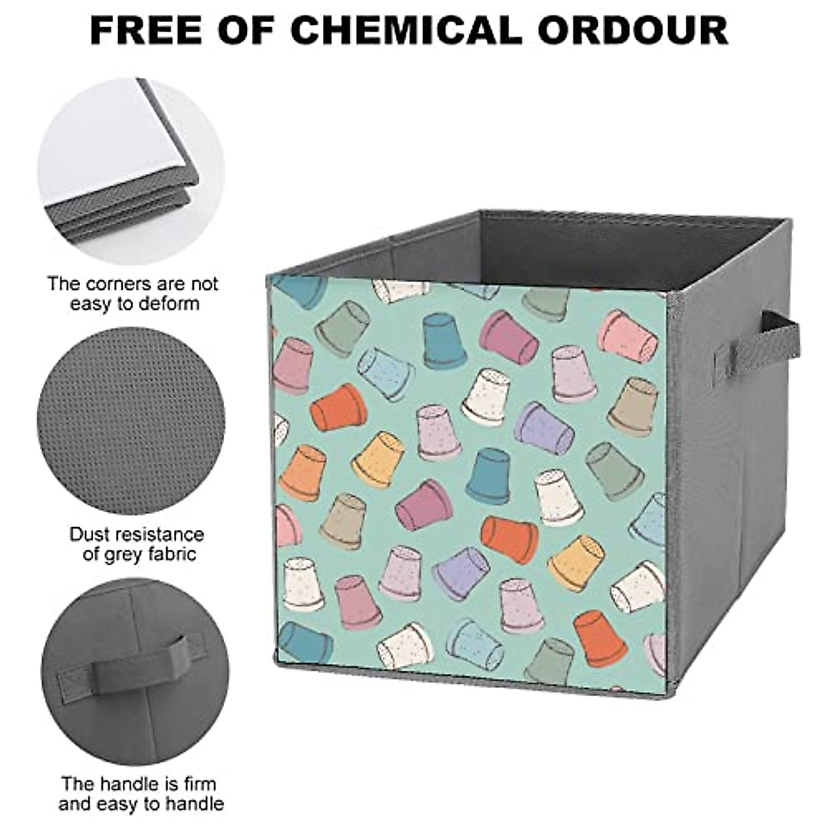 Trash Can PU Leather Collapsible Storage Bins Canvas Cube Organizer Basket with Handles