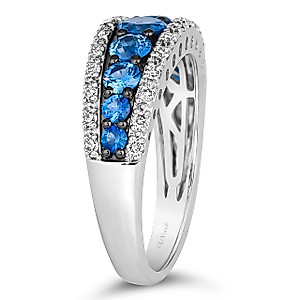LE VIAN 1/4 Carat Diamond and 1 Carat Blue Sapphire Band Ring for Women in 14k White Gold (Fancy Brown, cttw) Promise Anniversary Ring Size 7 by LeVian