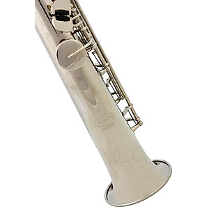 Lazarro Silver Nickel Bb B-Flat Straight Soprano Saxophone Sax Lazarro+11 Reeds,Care Kit~24 COLORS Available-300-NK