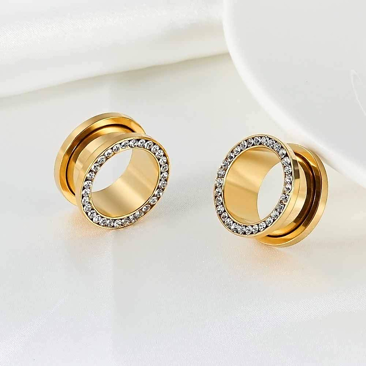 TBOSEN 8 PCS Ear Tunnels Plugs Gauges Stainless Steel Expander Stretcher Piercings