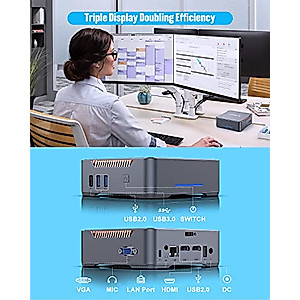 Mini PC Ιntel Celeron N3350 Processor(Up to 2.4GHz), 4GB DDR3 64GB eMMC Mini Computer Windows 10 Pro Desktop Computers Support 2TB Expansion, 4K HDMI Triple Display, Dual WiFi, BT4.2, Gigabit Ethernet