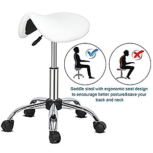 Salon Stool, Rolling Stools With Wheels, Swivel Tattoo Stool Chair, Adjustment Massage Spa Drafting Salon Work Office Hydraulic Saddle Stools With Foot Rest, Lash Tech Chair,For Barbershop Office (13)