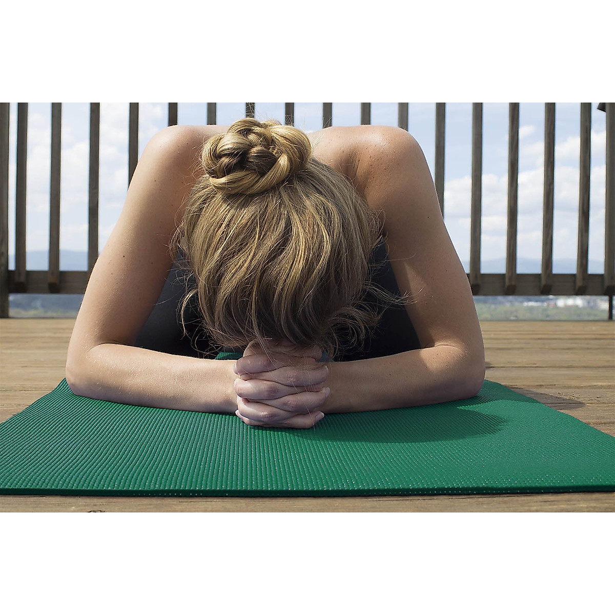 YogaAccessories 1/4" Thick High-Density Deluxe Non-Slip Exercise Pilates & Yoga Mat, Forest Green