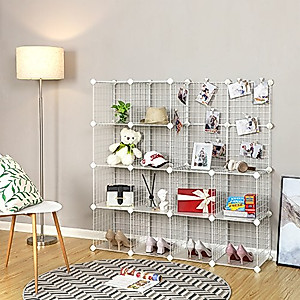 SONGMICS 16-Cube Shelves Organizer, Modular Bookcase, DIY Closet Cabinet Shelf White ULPI44W