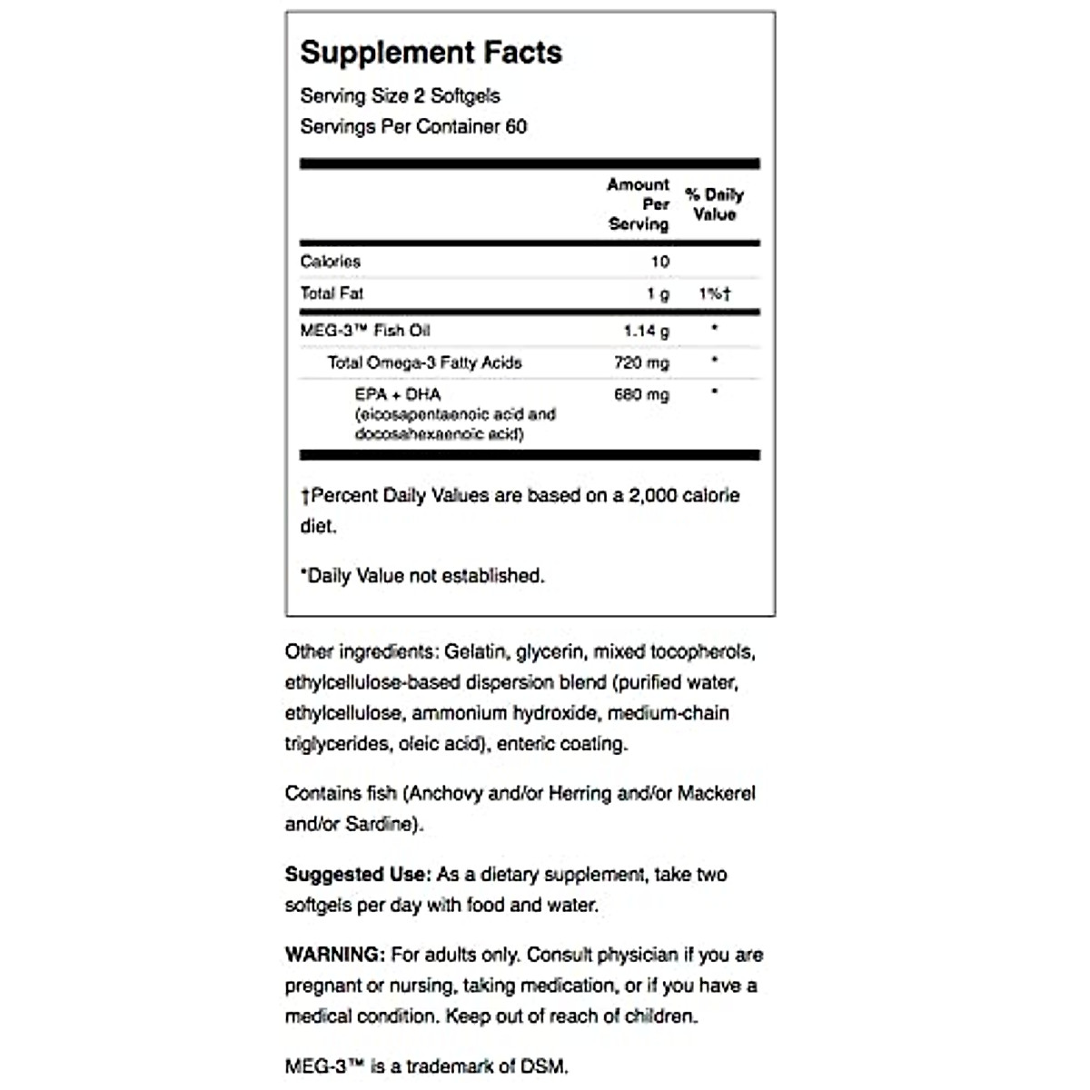 Swanson High Concentrate Omega-3 Fish Oil - Essential Fatty Acids - (120 Softgels, 680mg Each) 2 Pack