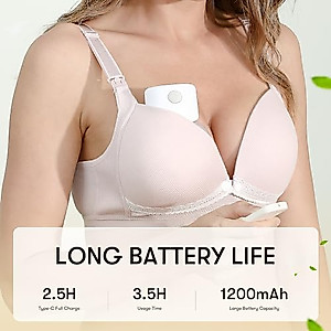 Wearable Breast Pump, Hands-Free Electric Breastfeeding Pump with 2 Pumping Modes & 9 Levels, Leak Proof with Anti-backflow Technology, Low Noise, 24mm Flexible Flange & Extra Inserts