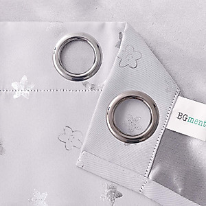 BGment Kids Curtains for Nursery, Star and Moon Room Darkening Curtains for Boys Girls Bedroom 63 Inch Long, Blackout Thermal Insulated Grommet Curtains, Greyish White, 2 Panels of 42 x 63 Inch