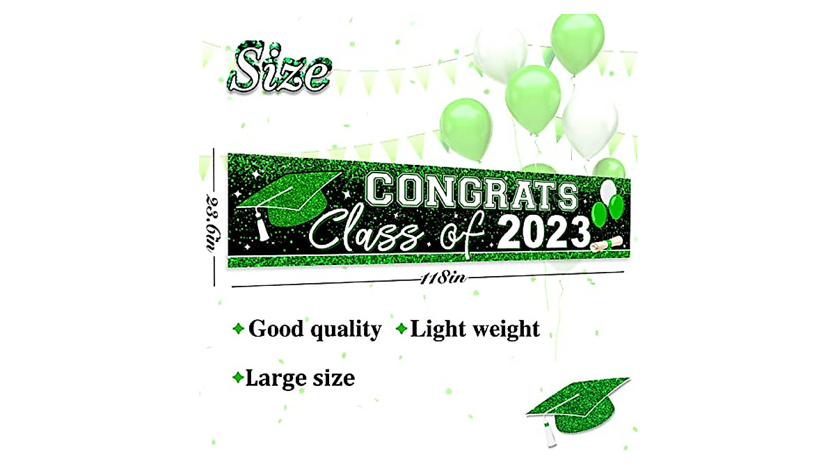 Large Class of 2023 Green Graduation Banner - Festive Celebration Decor