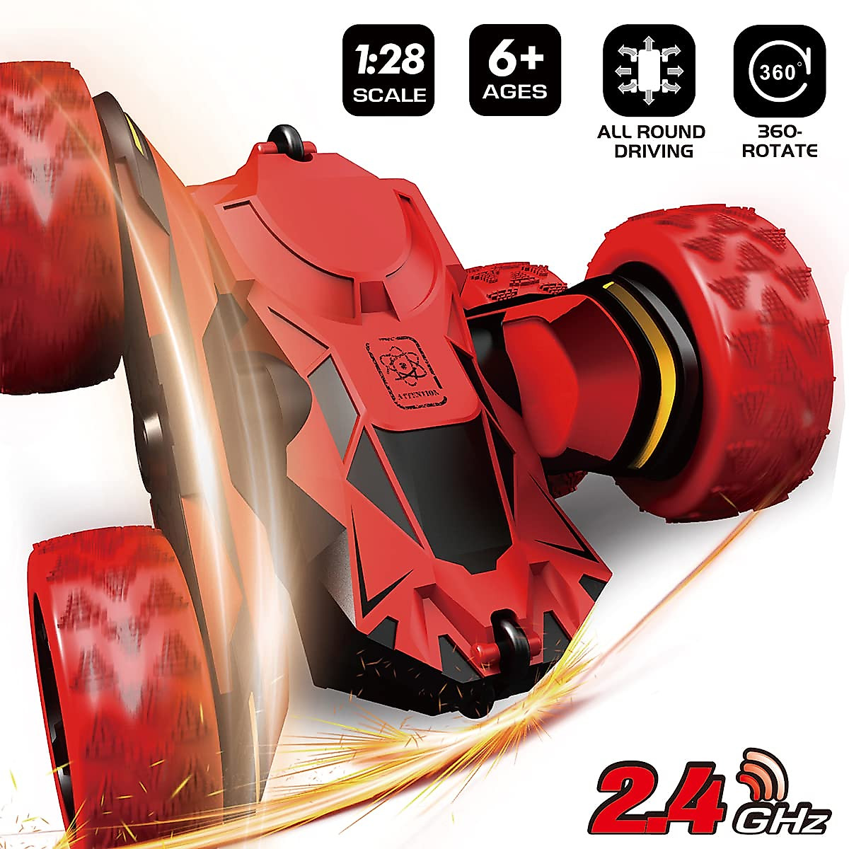 Threeking RC Stunt Car Remote Control Cars Toy Double-Sided Driving 360-degree Flips Rotating Cars Toys for Kids Boys Girls Ages 6+,Red