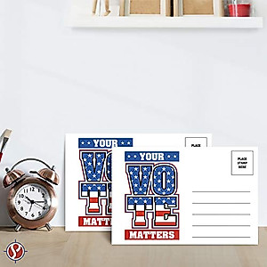 Your Vote Matters – Blank Patriotic Voting Post Cards for USA Election Campaign | Mailable, No Envelopes Needed | Flip Side Is Blank| Size 4 x 6 Inches | Bulk Set of 100 Cards Per Pack