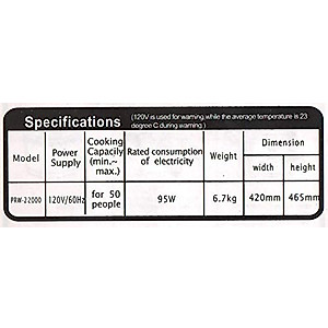 Pantin Commercial Electric Rice Warmer (Warm Function only, not a Cooker) - (For Measurement Purpose: 50 Cup Raw/100 Cup Cooked) 120V, 95W, NSF, ETL Listed