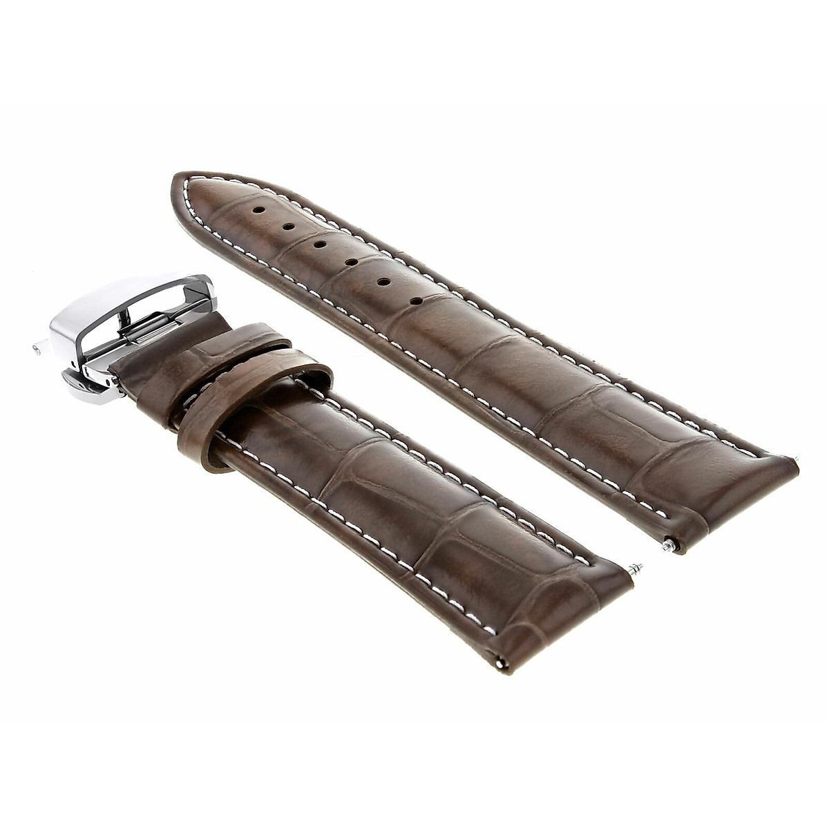 Ewatchparts 19MM LEATHER WATCH BAND FOR IWC TOP GUN PILOT PORTUGUES DEPLOY CLASP LIGHT BROWN