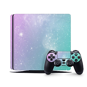 ZOOMHITSKINS Compatible for PS 4, Cosmos Universe Ombre Degrade Star System Wrap Sunlight Rose, Durable & Fit Vinyl, Made in The USA