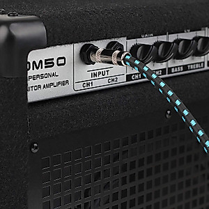 Penker 2 Pack Guitar Instrument Cable 3FT,Right Angle 1/4-Inch TS to Straight 1/4-Inch TS Gold Plated 6.35mm Guitar Cord,1 Meter for Guitar Bass Keyboard Effector Microphone Mixer