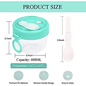 Overnight Oat Containers with Lids and Spoons 2PCS, 20oz Portable Plastic Yogurt Jars, Leak-proof Large Capacity Dessert Cups for Yogurt Breakfast On The Go Cups, Oatmeal Jars Snack Containers