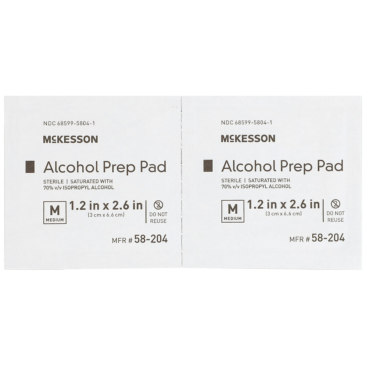 McKesson Alcohol Prep Pads, Sterile, Individual Packet, Medium, 200 Count, 20 Packs, 4000 Total