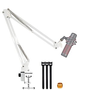 For Hyperx Quadcast White Boom Arm, Boom Scissor Arm For Hyperx Quadcast S, Professional Adjustable Mic desk mount White Stand, Compatible With RGB USB Condenser Microphone Hyperx Quad cast S
