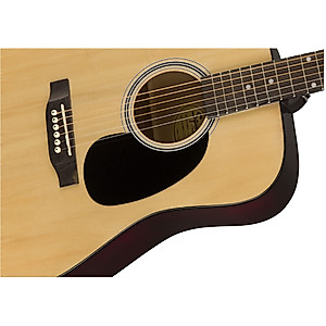 Fender Squier Dreadnought Acoustic Guitar - Natural Bundle with Gig Bag, Strap, Strings, Picks, Fender Play Online Lessons, and Austin Bazaar Instructional DVD