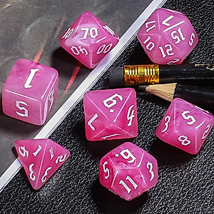 CiaraQ DND Polyhedral Dice Set for Dungeons and Dragons RPG MTG Role Playing Table Games-with 1 Dice Pouch (Pink Gradient)