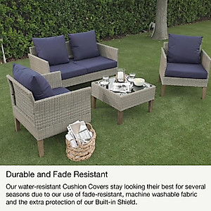 CoveredCushion 24"x24" Outdoor Cushions Set for Patio Furniture w/Built-in Removable Waterproof Cover - Fade Resistant Deep Patio Chair Cushions, Outdoor Patio Seat Cushion Replacement, Navy