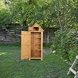 Kcelarec Outdoor Storage Shed Cabinet, Tool Shed, Wooden Garden Shed Organizer Wooden Lockers with Fir Wood