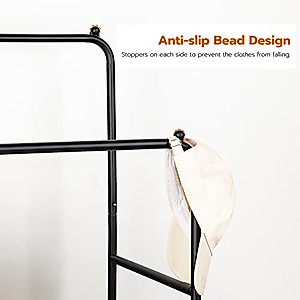 HOOBRO Garment Rack, Rolling Clothing Rack with Shelf, Heavy Duty Double Rods Clothes Rack on Wheels, Hanging Rack for Clothes, Shoes,Storage Display, BF22LY01