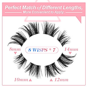 Cluster Lashes 56 Wisps DIY Lashes Natural Look Cat Eye Clear Band Mink Lashes Pack Wispy Fluffy 3D Curl False Eyelashes by ALICE