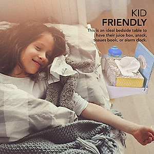 Modern Innovations Bedside Shelf for Bed, College Dorm Room, Bunk Bed Shelf/Caddy for Top Bunk, Clip On Nightstand Tray with Cord and Cup Holder for Table Storage (White)