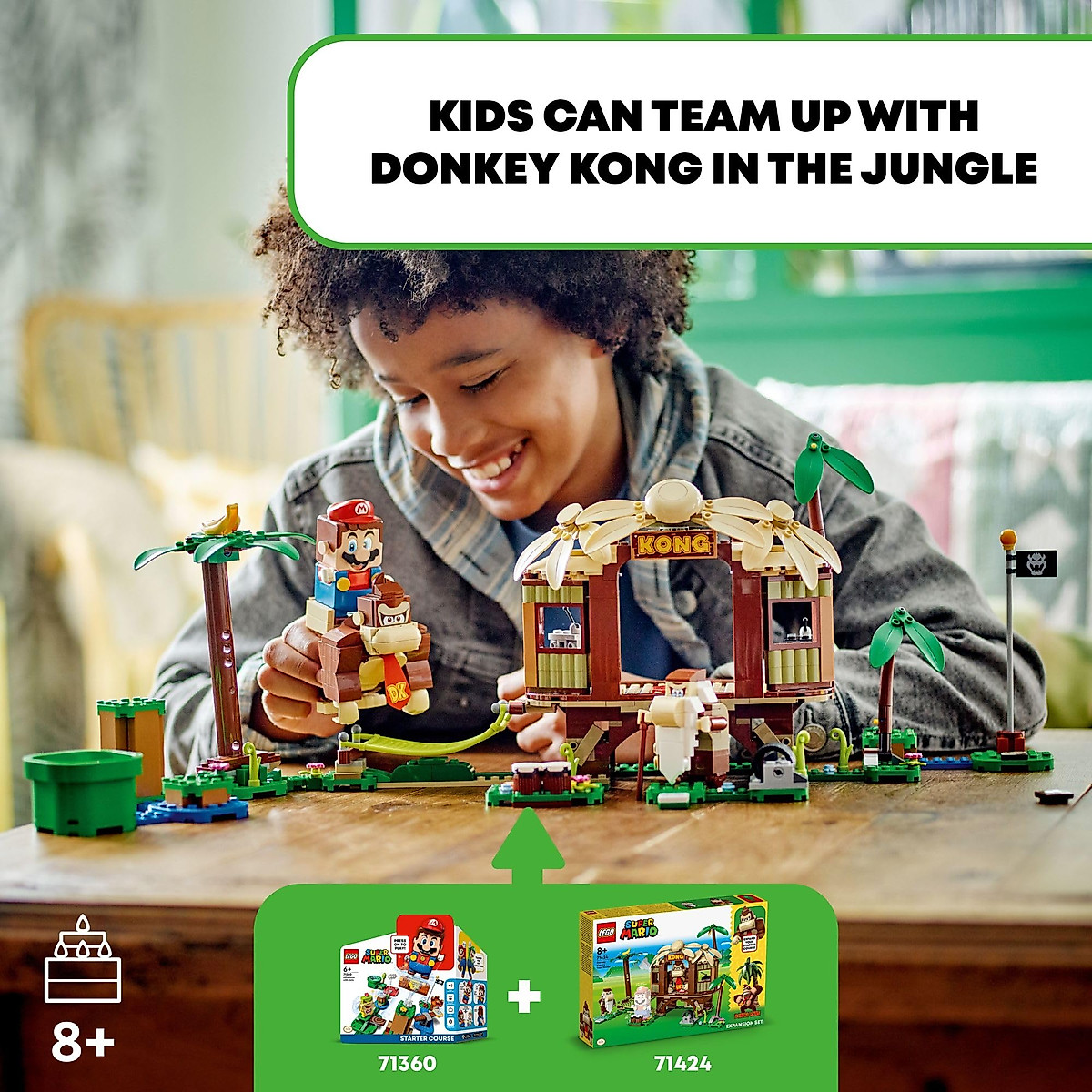 LEGO Super Mario Donkey Kong’s Tree House Expansion Set, Buildable Game with 2 Collectible Super Mario Figures Donkey Kong and Cranky Kong, Fun Birthday Gift for 8-10 Year Old Kids, 71424