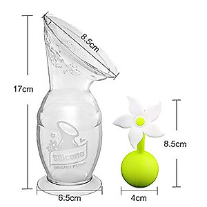 haakaa Manual Breast Pump with Suction Base and Flower Stopper Set for Breastfeeding (5oz/150ml)(White)