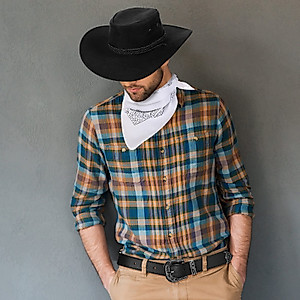 Janmercy 6 Sets Cowboy Hat and Paisley Bandana DIY Cowgirl Hat for Women Men Halloween Costume Party Hat(Black, White, Curved)